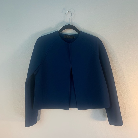 Calvin Klein | Jackets & Coats | Calvin Klein Blue Cropped Blazer With ...